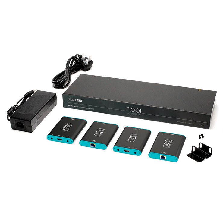 Pulse Eight neo4 4x4 HDBaseT matrix 2x HDMI ports