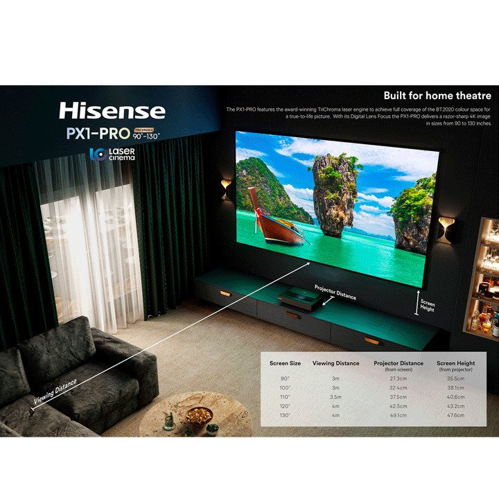 Hisense PX1-PRO 4K UST Laser Projector for 90-130" Projection